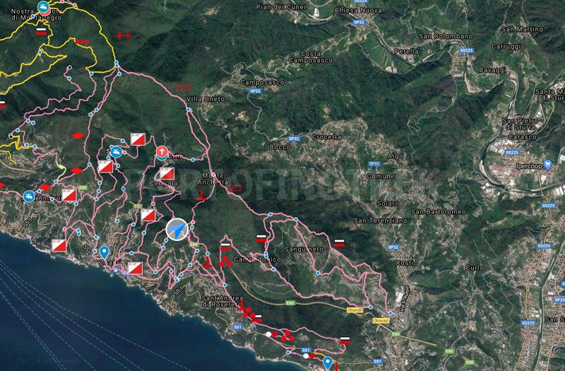 Digital map of the trails of Golfo Paradiso and Golfo del Tigullio.